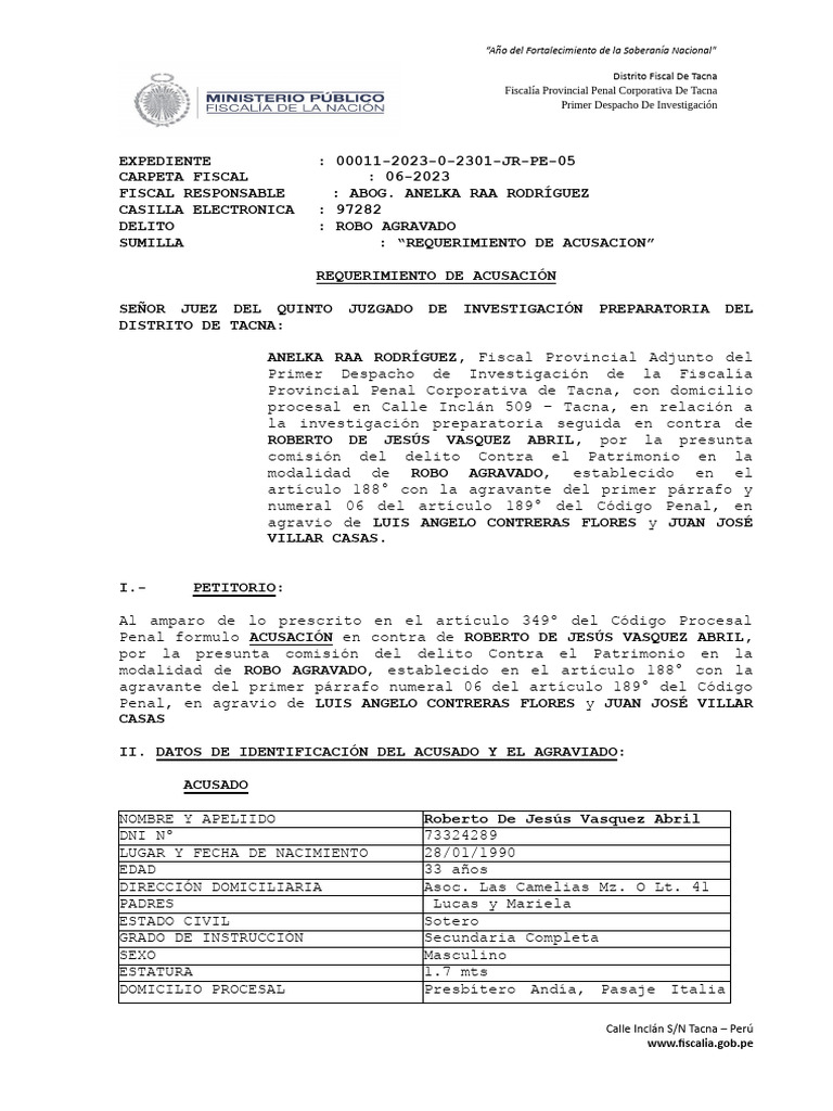 Caso 4522-2019 Acusacion Robo Agravado y Otro | PDF | Robo | Castigos