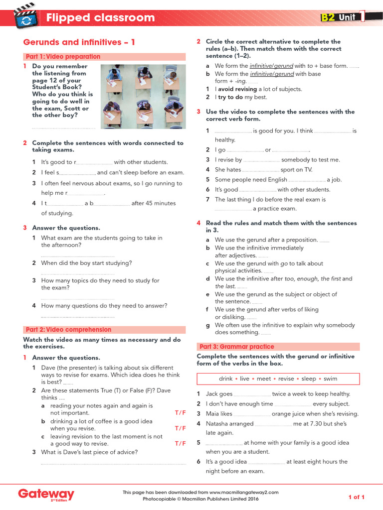 B2 UNIT 1 Flipped Classroom Video Worksheet | PDF | Verb | Cognitive Science