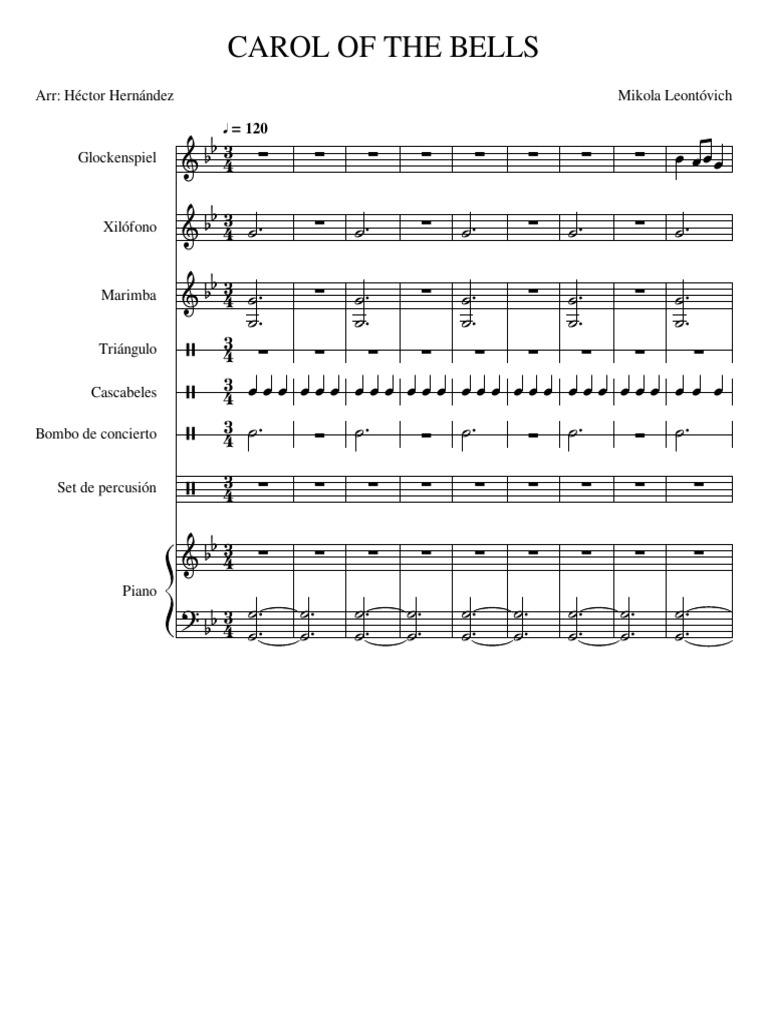 Carol of The Bells | PDF | Percussion Instruments | Musical Instruments