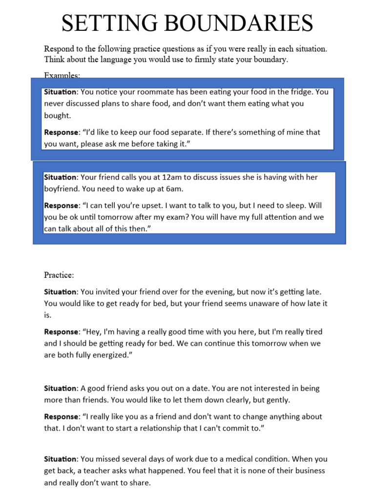 SETTING BOUNDARIES Social Health | PDF