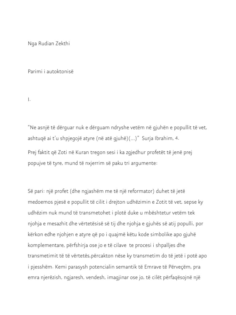 Parimi I Autoktonisë - Rudi Zekthi | PDF