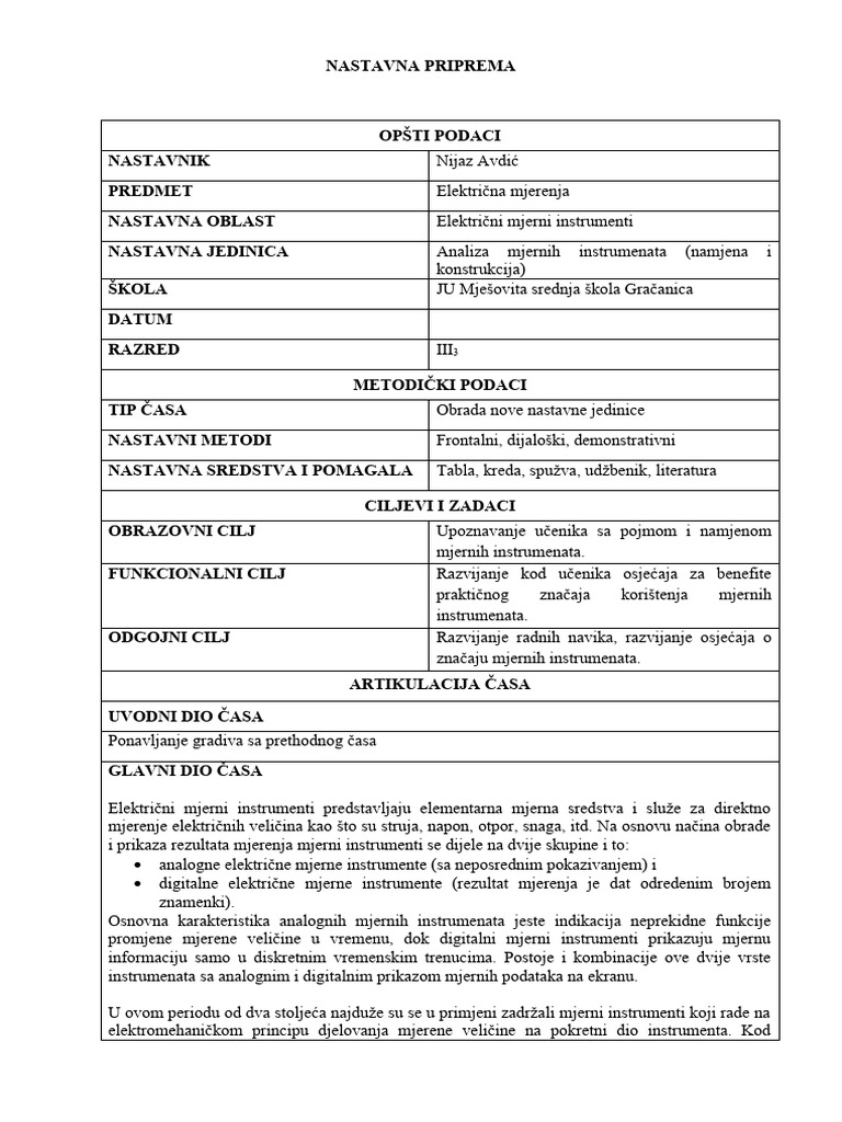 Čas - Analiza Mjernih Instrumenata (Namjena I Konstrukcija) | PDF