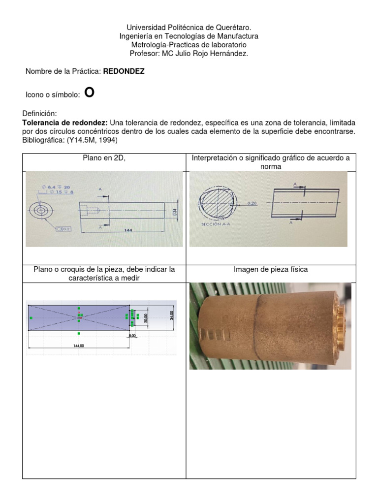 Practica de REDONDEZ | PDF | Medición | Metrología