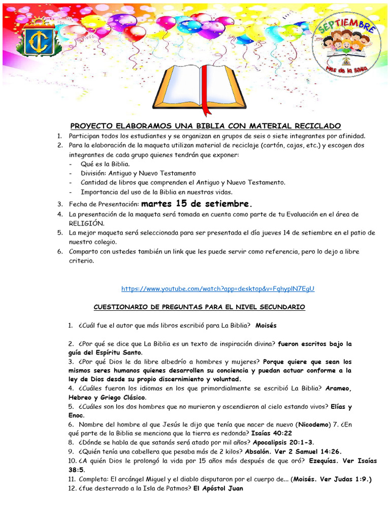 Maqueta de la Biblia con Material Reciclado | PDF | Jesús | Biblia