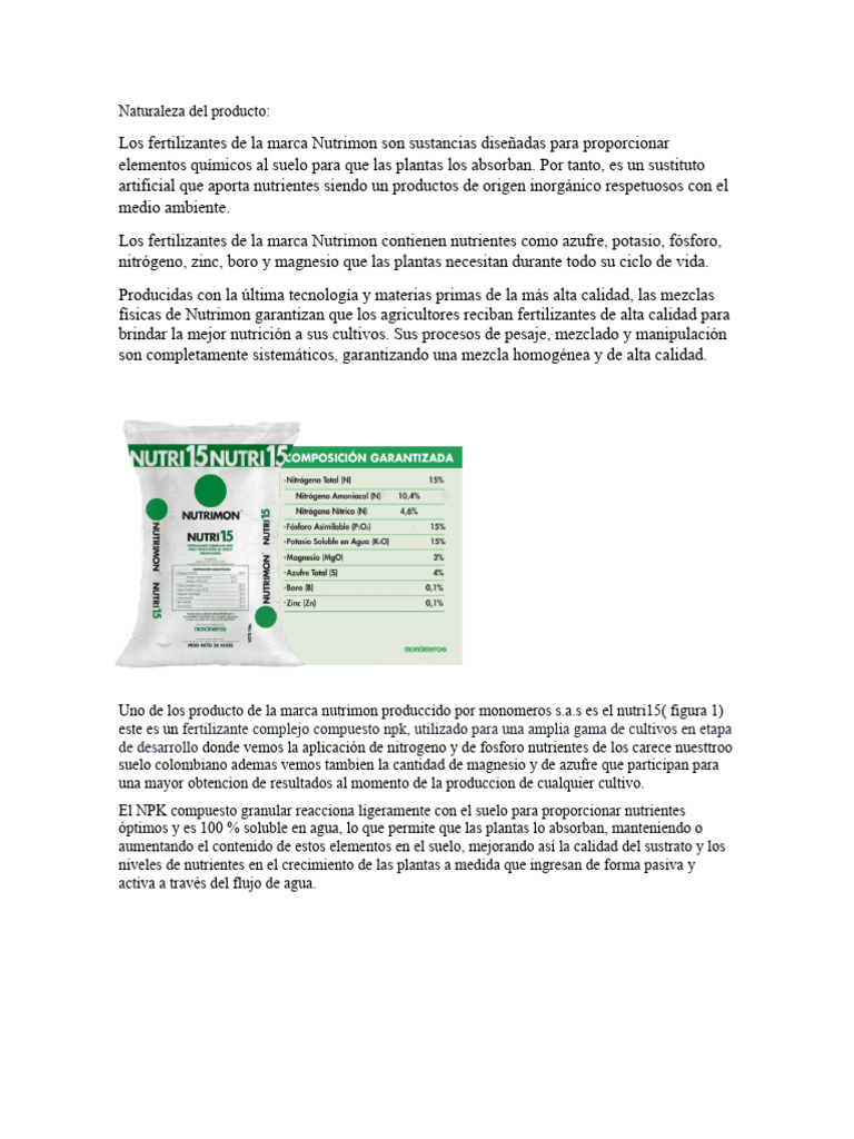 Fertilizantes Nutrimon: NPK y Sostenibilidad | PDF | Fertilizante ...