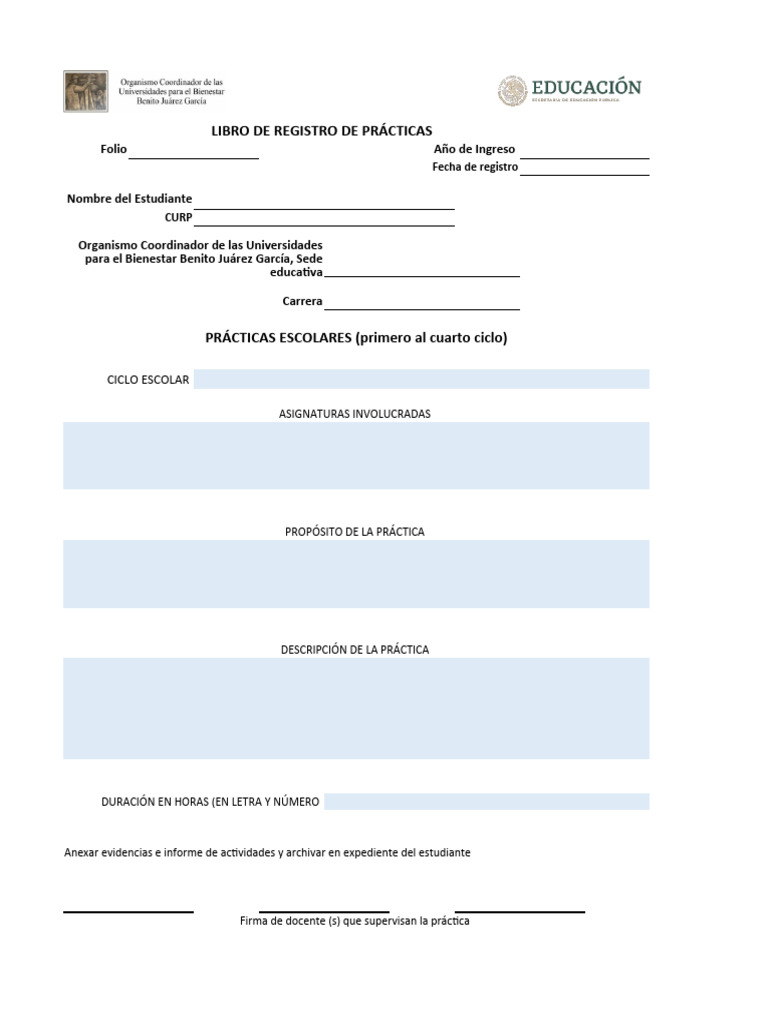 Registro de Prácticas UBBJ 2021-1 | PDF