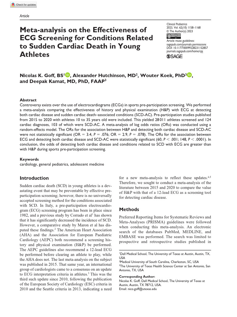 Búsqueda de Condiciones Asociadas Con Muerte Súbita Cardíaca en Atletas ...