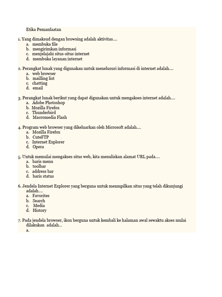 Soal Informatika Tik Kls 9 | PDF