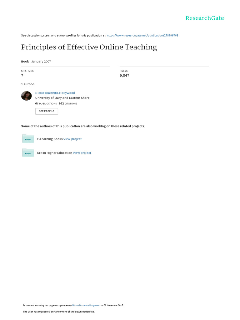 Principles of Effective Online Teaching | PDF | Educational Technology ...