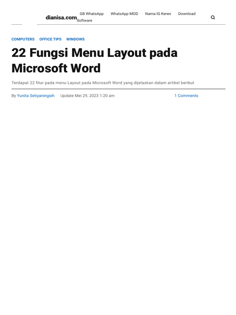Fungsi Menu Layout di Microsoft Word | PDF | Seni | Komputer