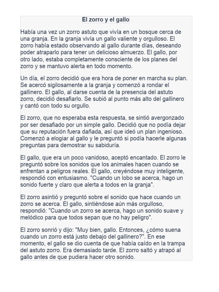 El Zorro y El Gallo | PDF