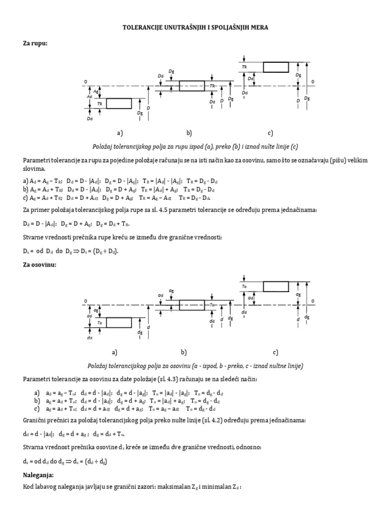 Tolerancije - Formule, Tabele | PDF