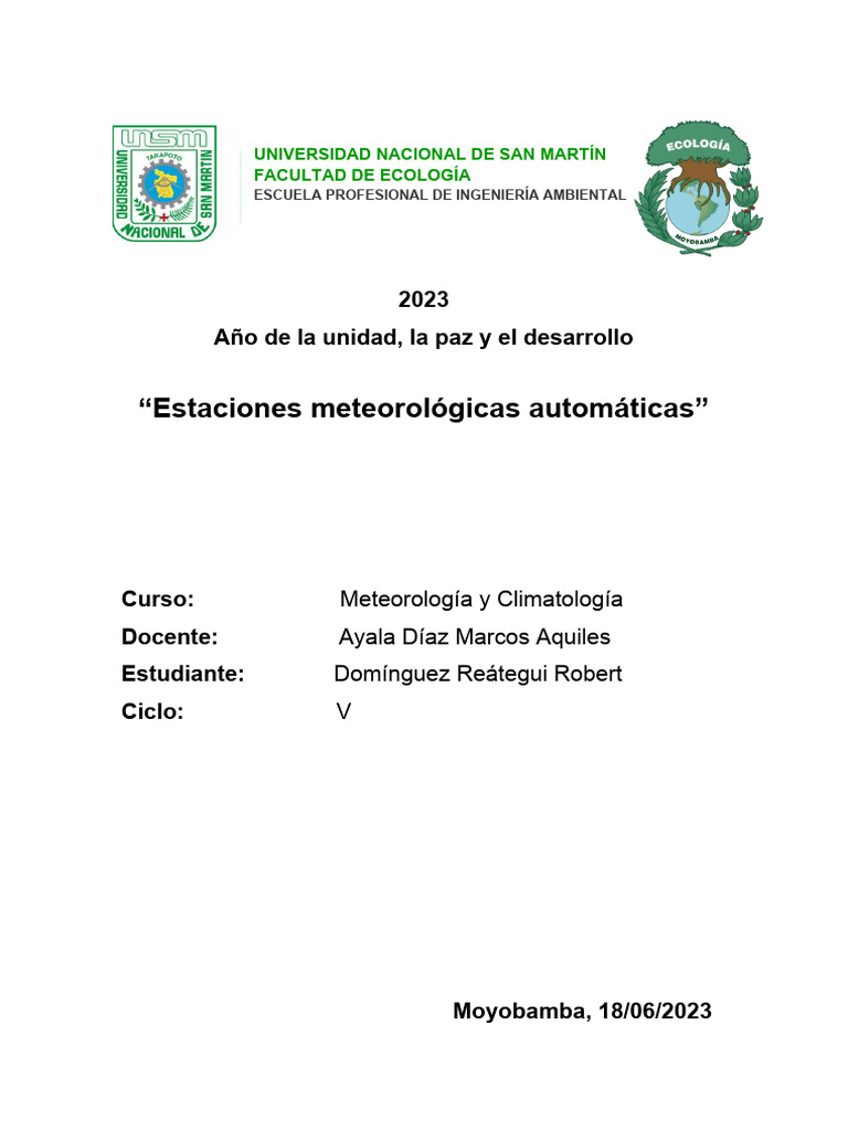 Informe de Estaciones Meteorológicas Automáticas - Robert Domínguez ...