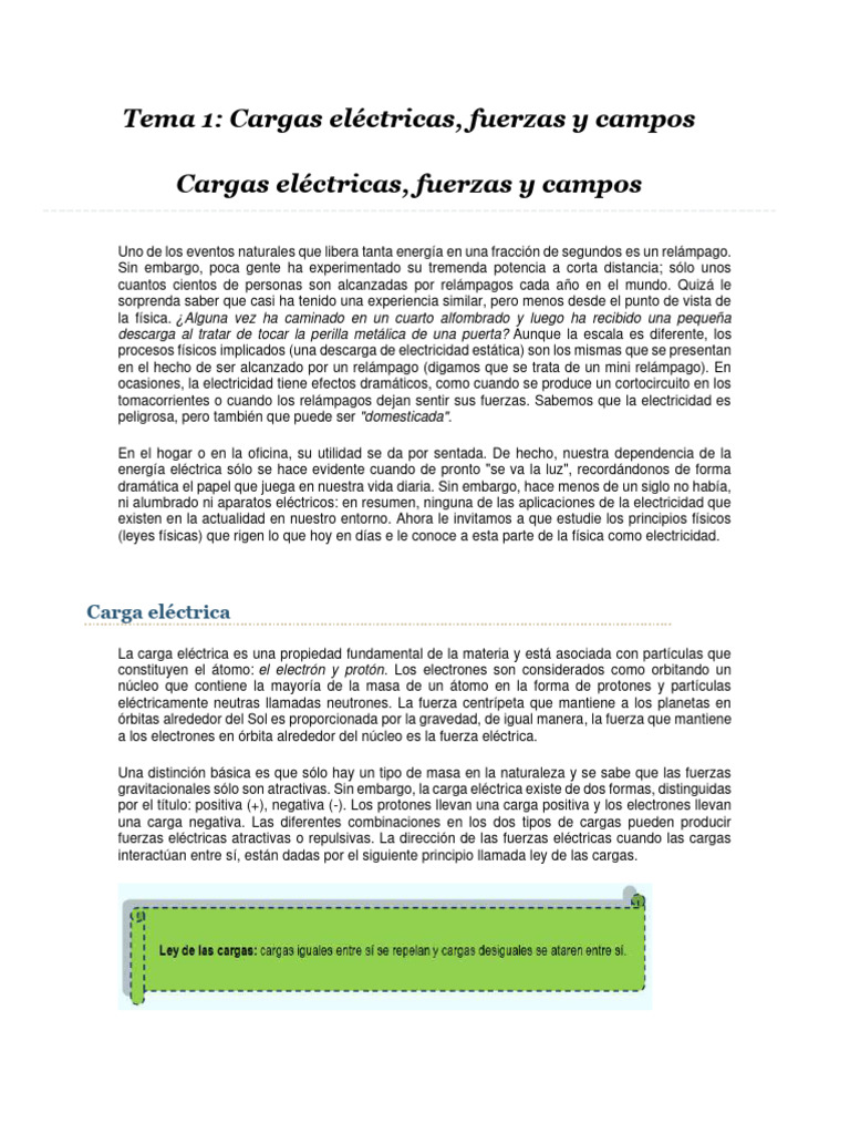 Tema 1 Unidad 1 | PDF | Fuerza | Electrón