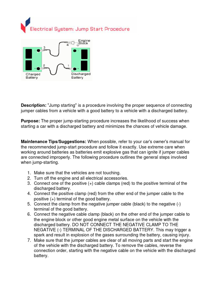 Jump Start Vehicle Info | PDF