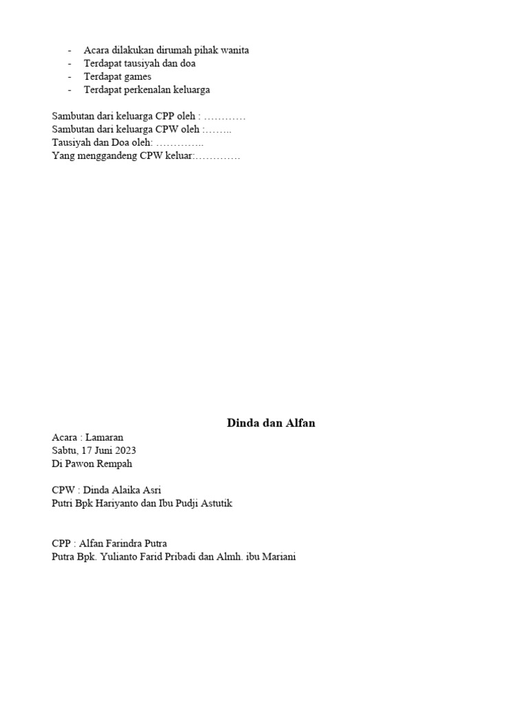 Teks MC Lamaran | PDF