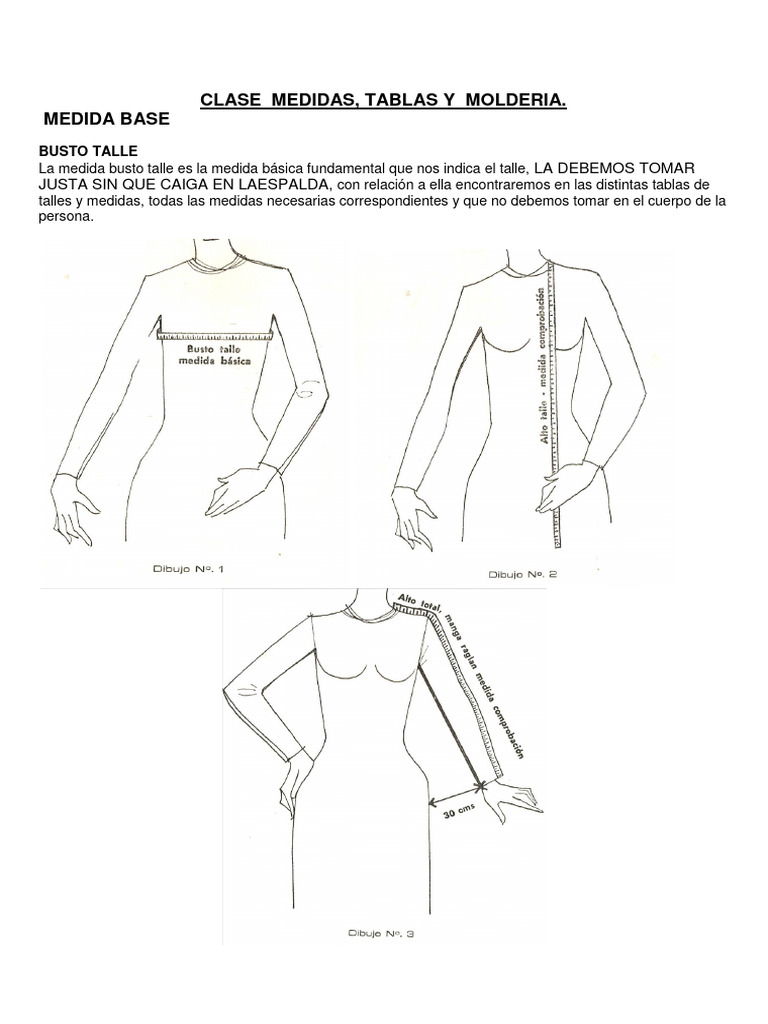 Medidas y Tablas para Moldería Textil | PDF | Cocina, comidas y vino ...