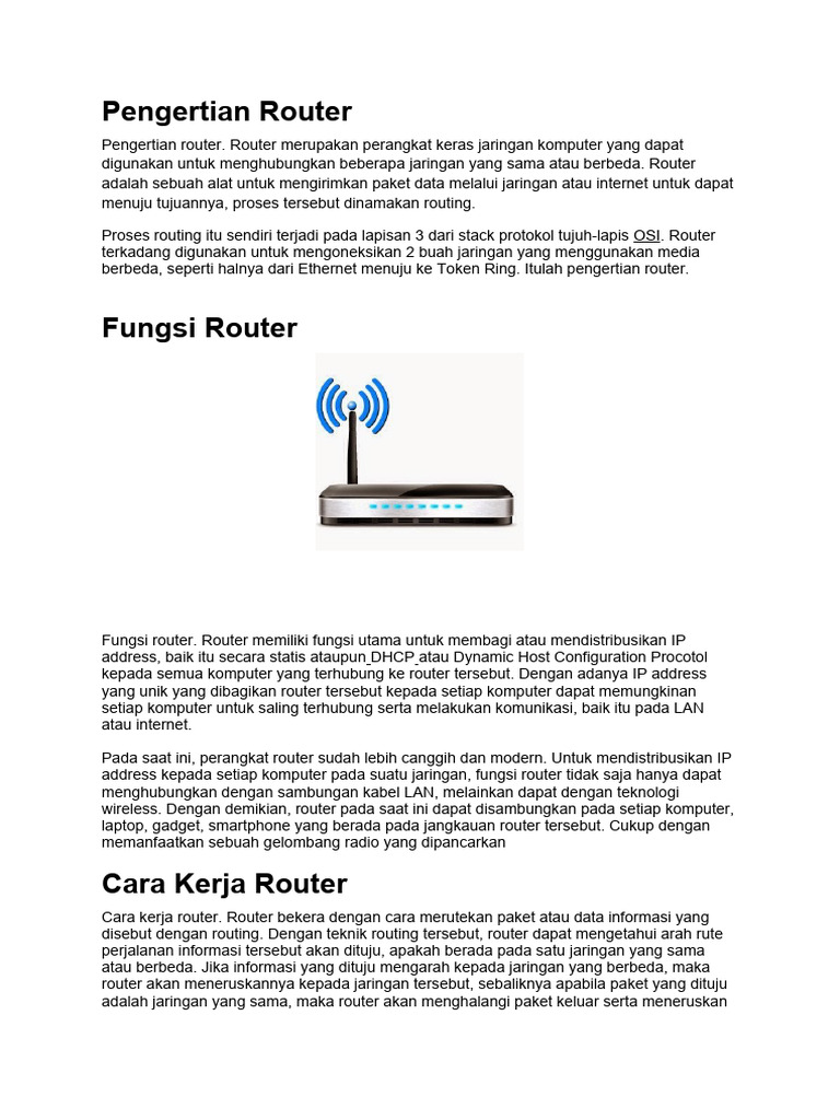 Materi Pengertian Router | PDF | Sains & Matematika | Teknologi & Rekayasa