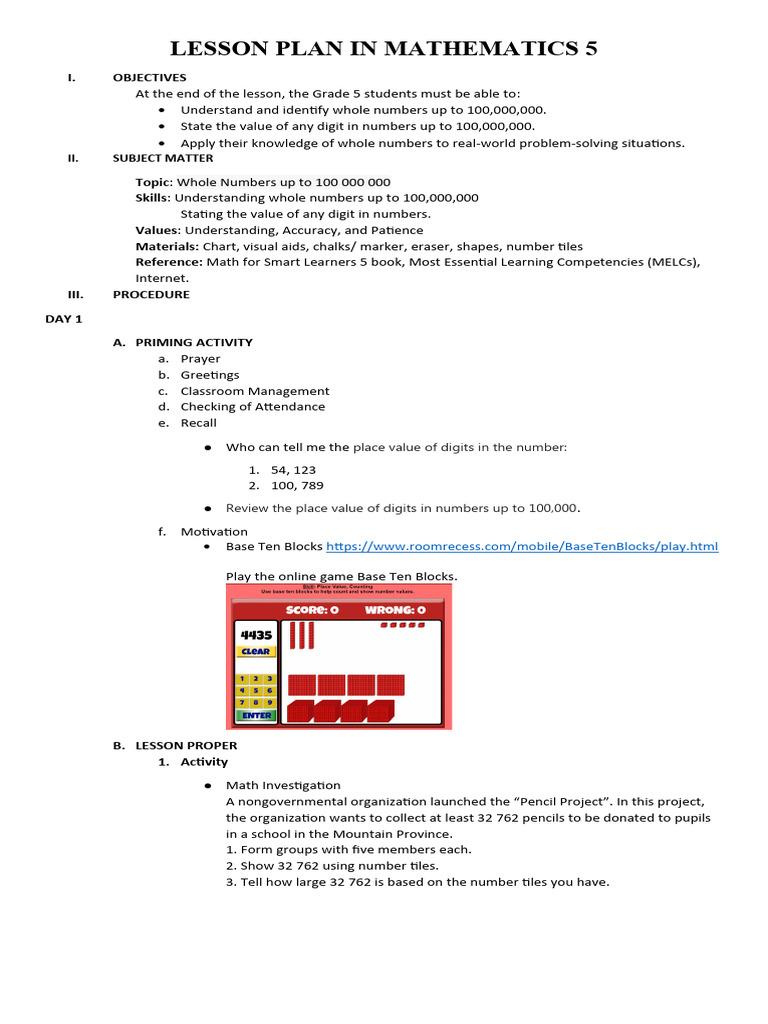 Grade 5 Week 1 (Quarter 1) | PDF | Learning | Numbers