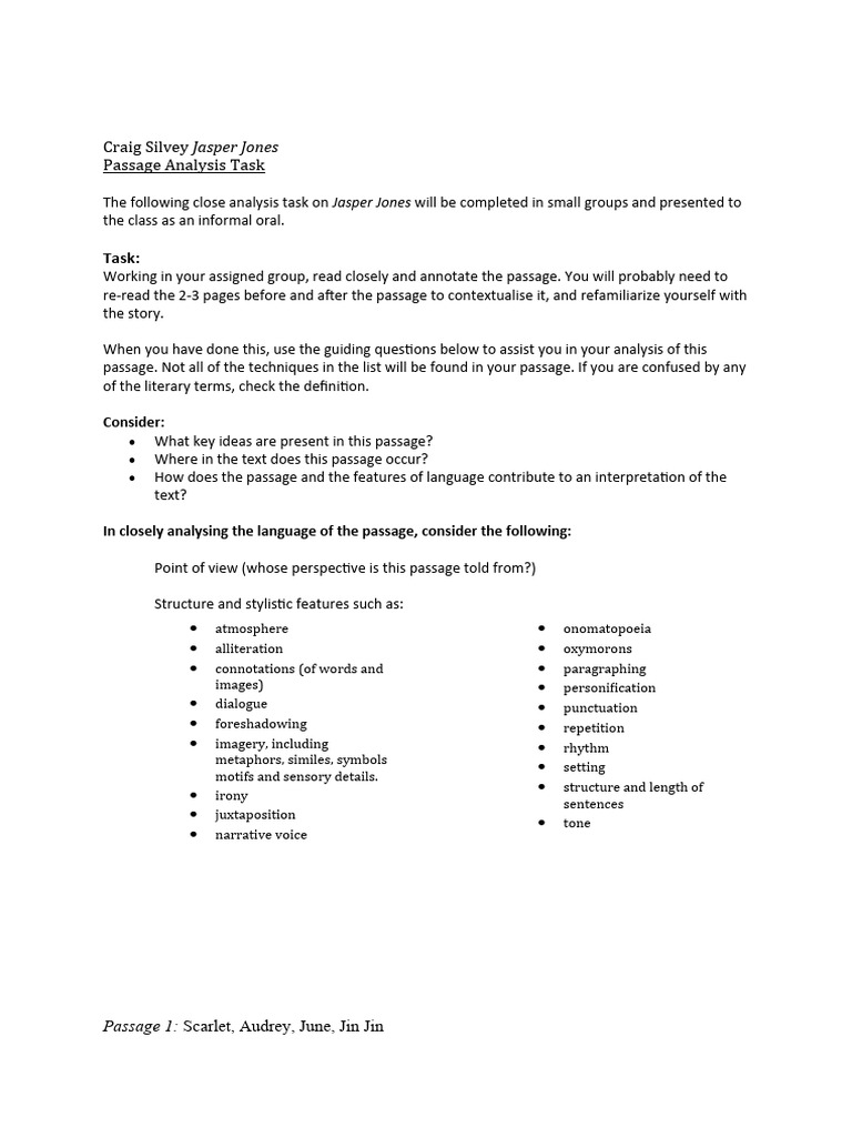 Craig Silvey Jasper Jones TASK | PDF