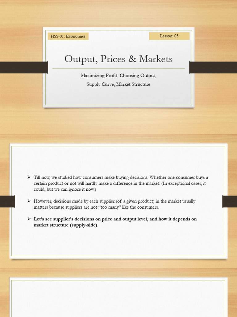 Lesson 5 Markets | PDF | Profit (Economics) | Perfect Competition