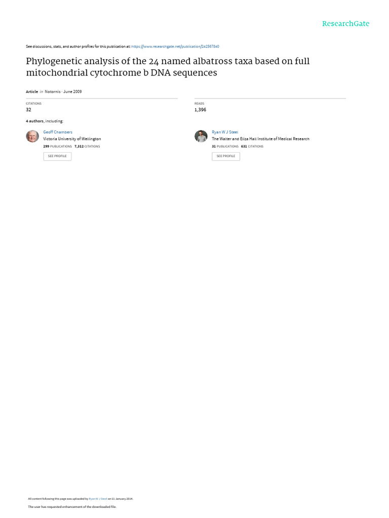 Phylogenetic Analysis of The 24 Named Albatross Ta | PDF | Species | Molecular Phylogenetics