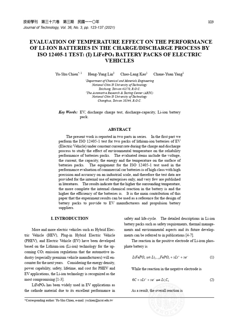 EV Battery Temperature Impact | PDF | Lithium Ion Battery | Electric ...