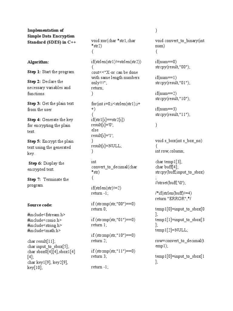 Implementation of Simple Data Encryption Standard | PDF | Cryptography ...