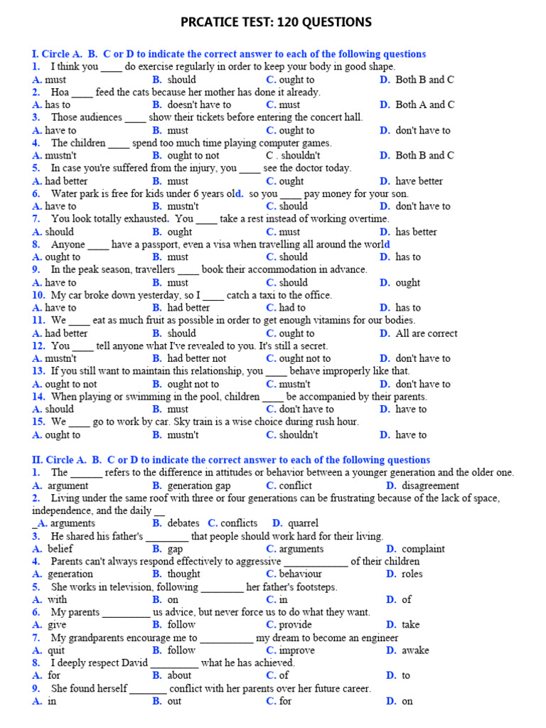 Practic Test 11 | PDF | Behavior | Family