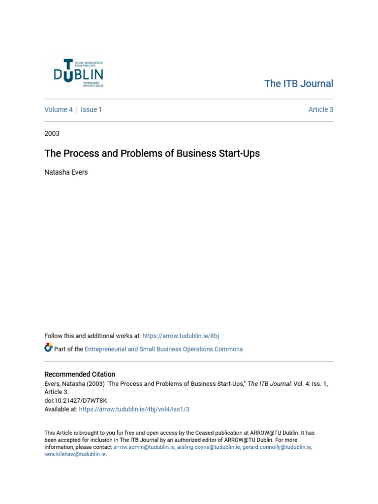 The Process and Problems of Business Start-Ups | PDF | Entrepreneurship ...