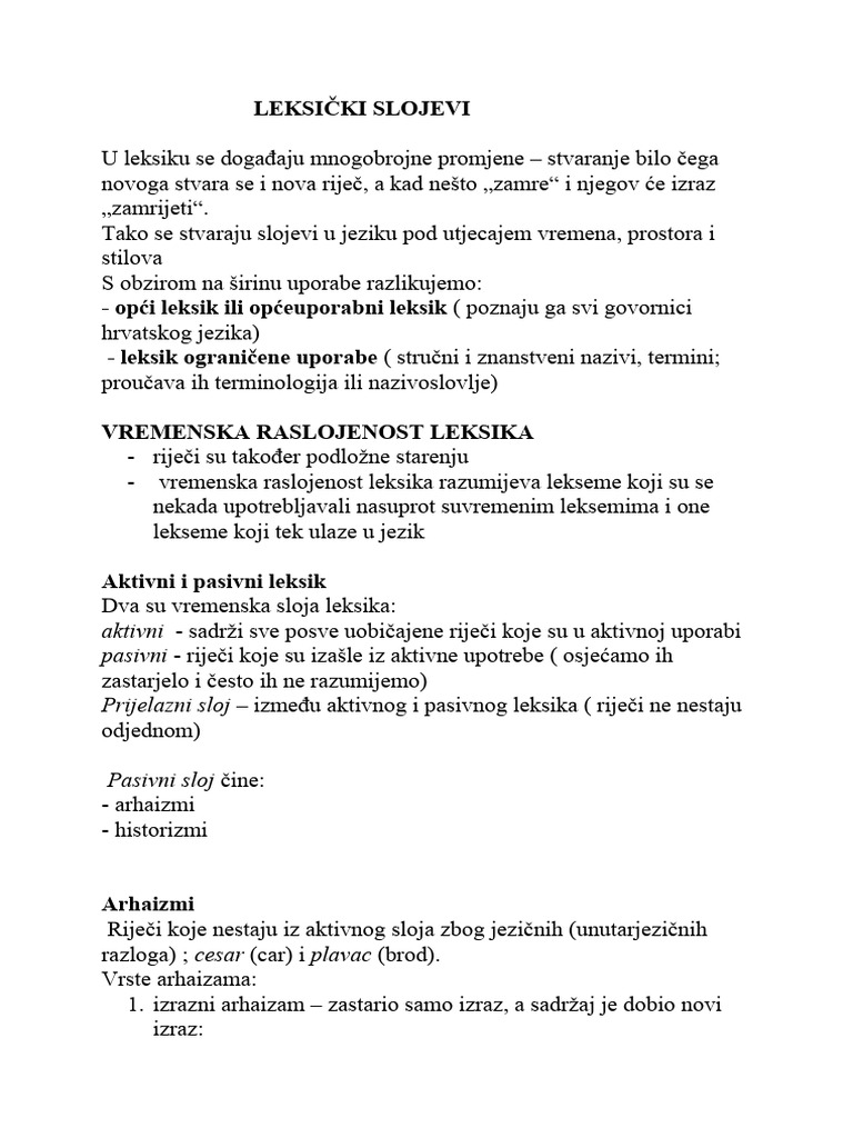 Leksicki Slojevi - Vremenski | PDF