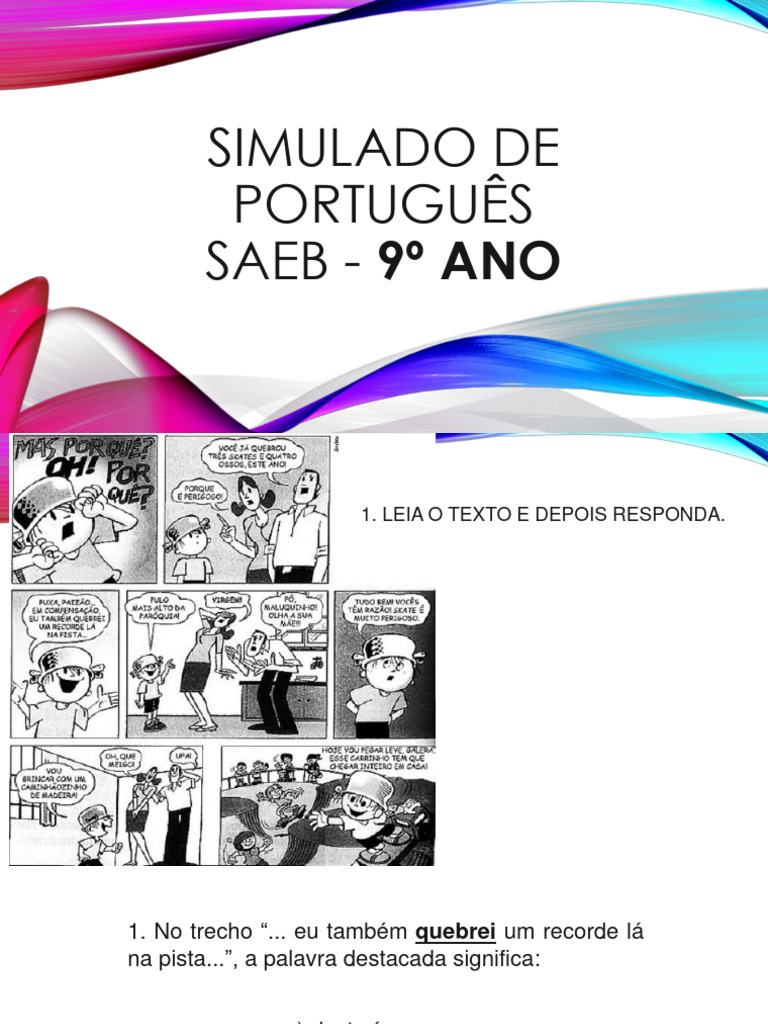 Simulado de Português SAEB 9 Anos | PDF