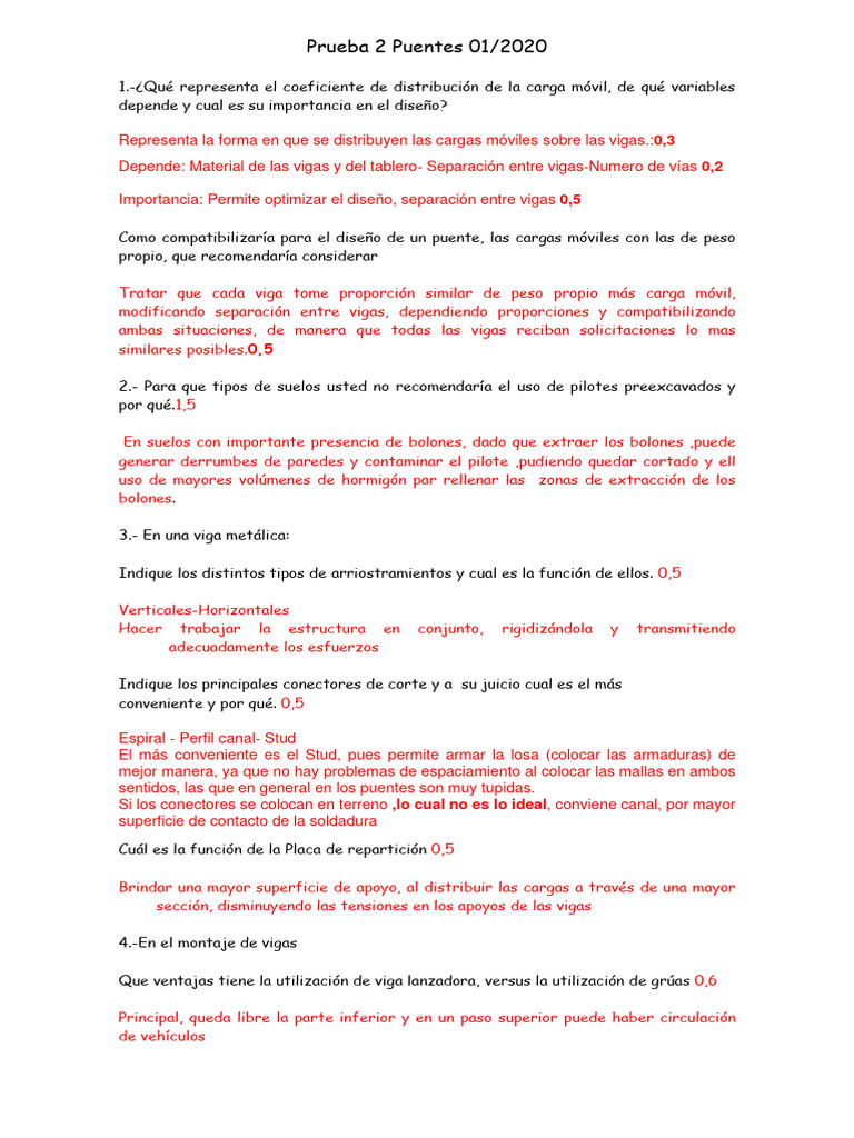 Pauta - Prueba 2 Puentes 01 - 2020 | PDF | Fundación profunda | Puente