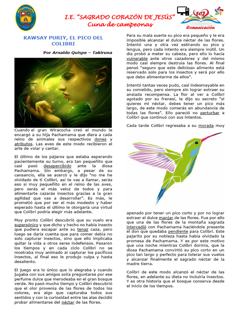 Lectura - El Pico Del Colibrí | PDF | Insectos