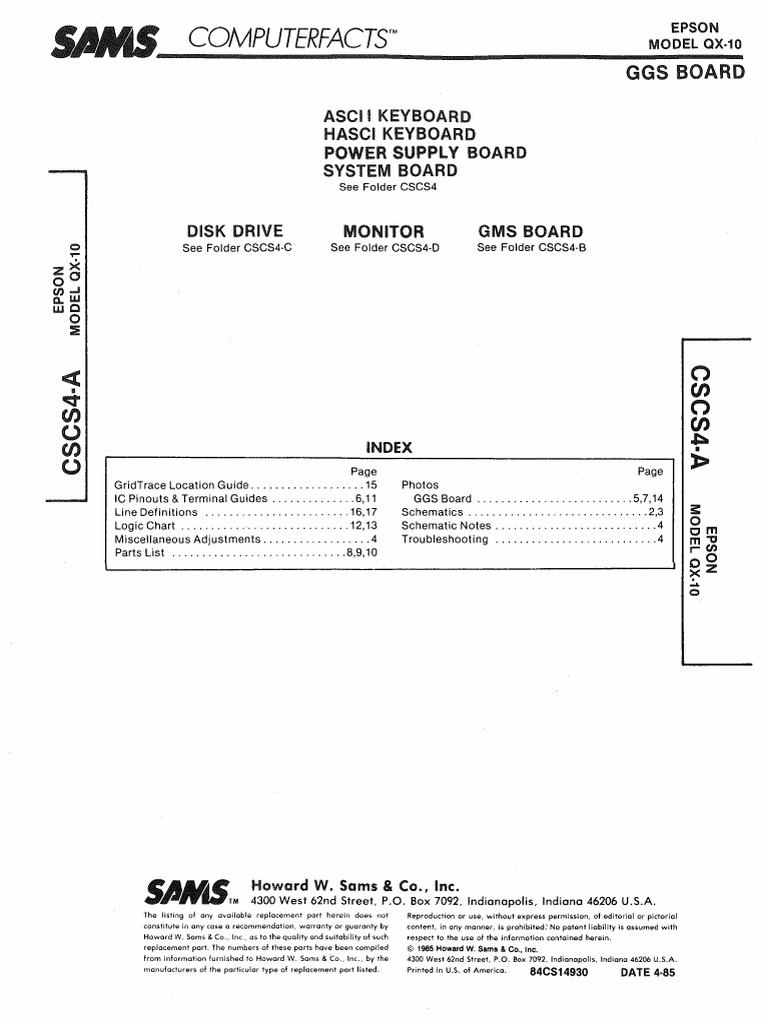 SAMS Epson QX-10 GGS | PDF