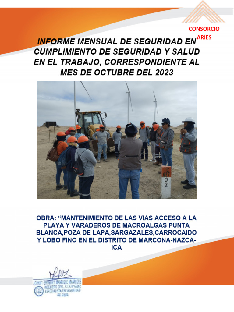 Informe de Seguridad Del 18 Octubre A 31 Octubre (Marcona) | PDF | Seguridad y salud ocupacional ...