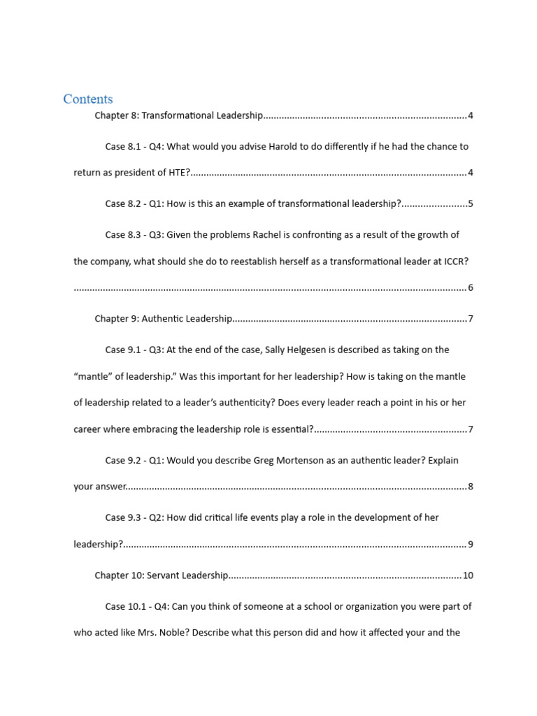 Leadership Notes3 FRameworks | PDF | Leadership | Transformational ...