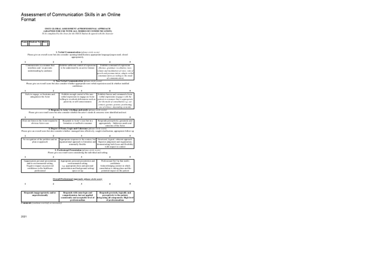 OSCE Assessment of Communication Skills | PDF
