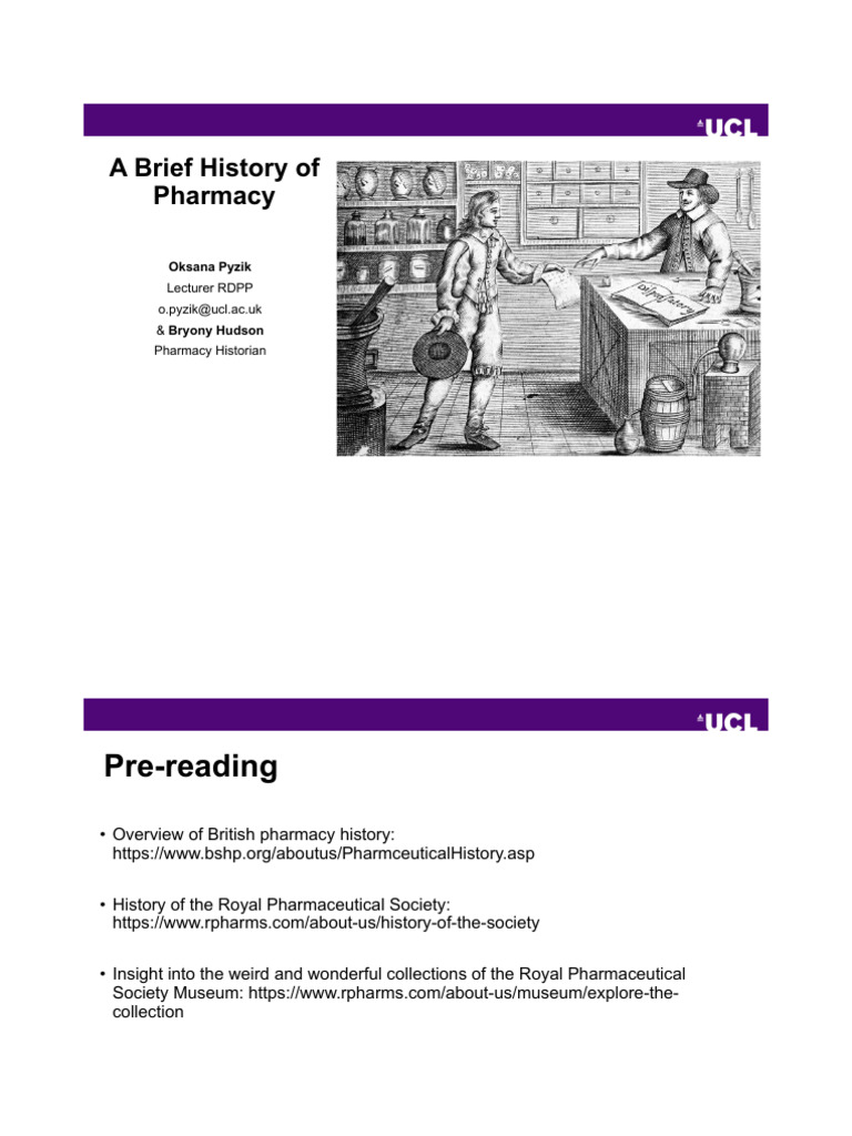History of Pharmacy Lecture | PDF | Pharmacy | Pharmacist