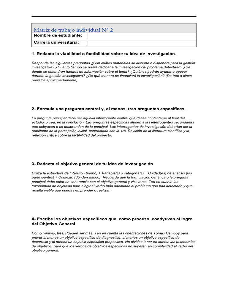 Matriz de Trabajo 2 | PDF | Crecimiento personal y profesional
