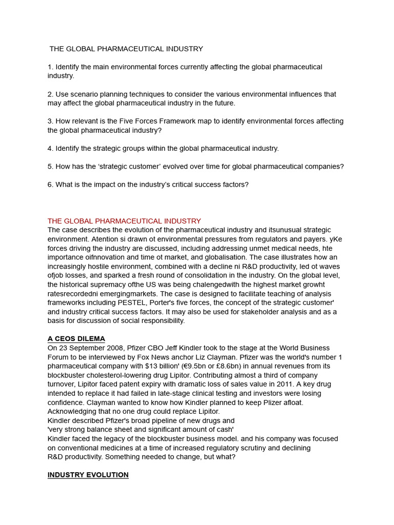 Case Study 1 | PDF | Generic Drug | Pfizer