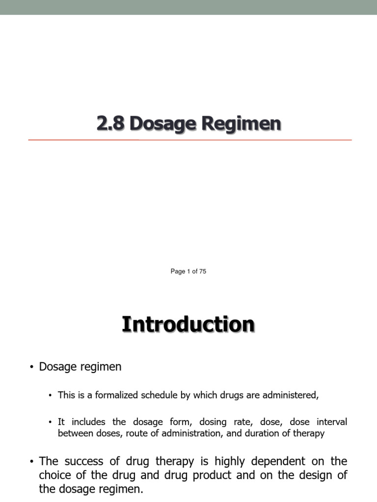 2 8 Dosage Regimen | PDF | Pharmacokinetics | Chemistry