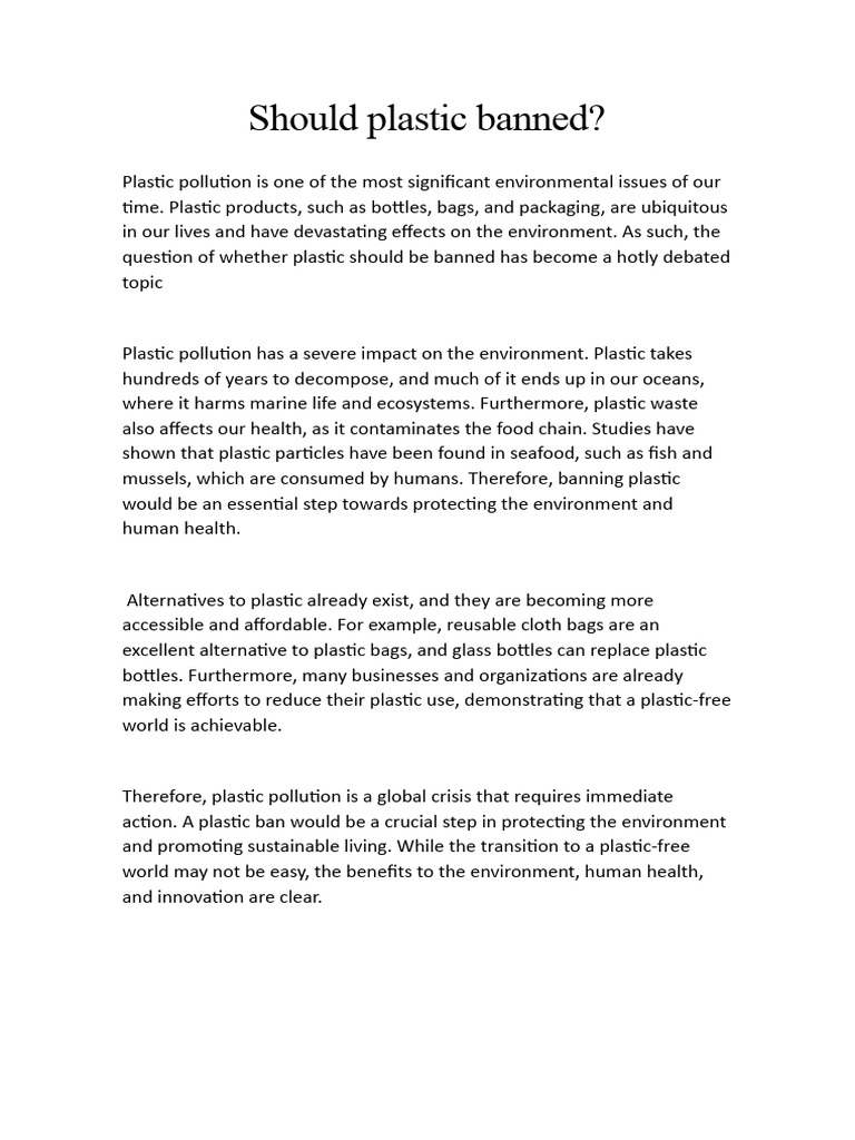 Should Plastic Banned | PDF | Wellness | Science & Mathematics