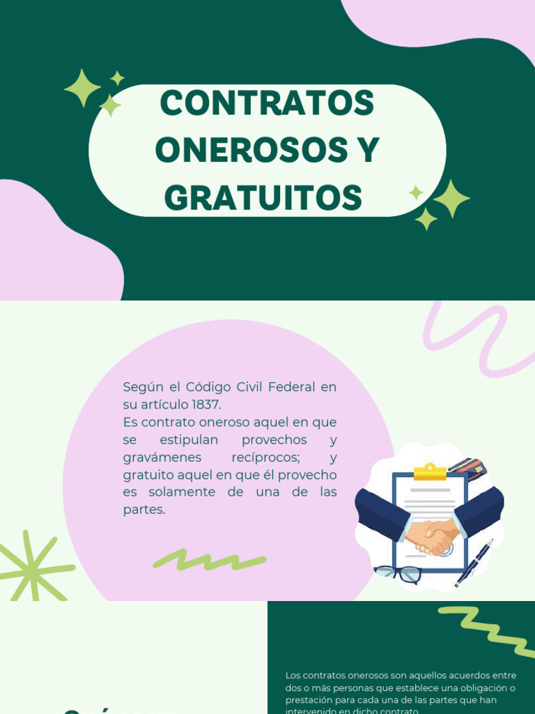 Contratos Onerosos y Gratuitos - Derecho Civil | PDF