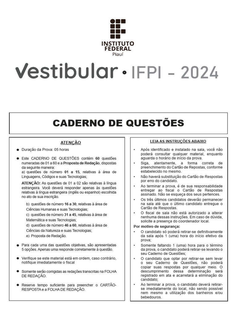 Vestibular Ifpi 2024 | PDF | Poesia | Narrativa
