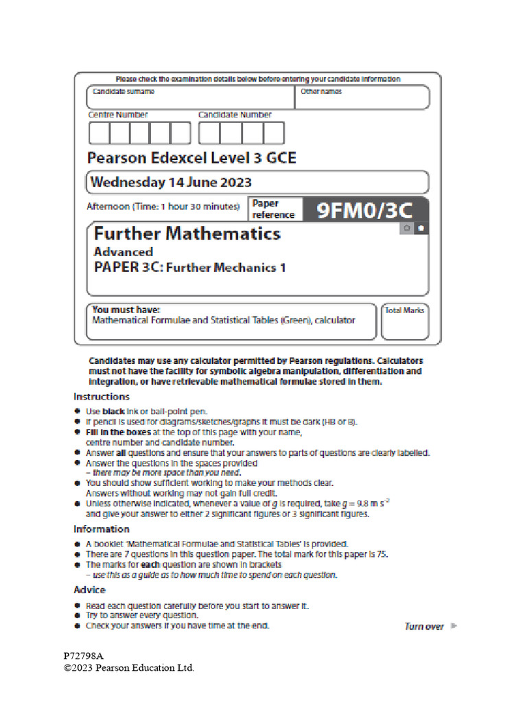 A Level Further Mechanics 1 Paper 2023 | PDF | Force | Collision