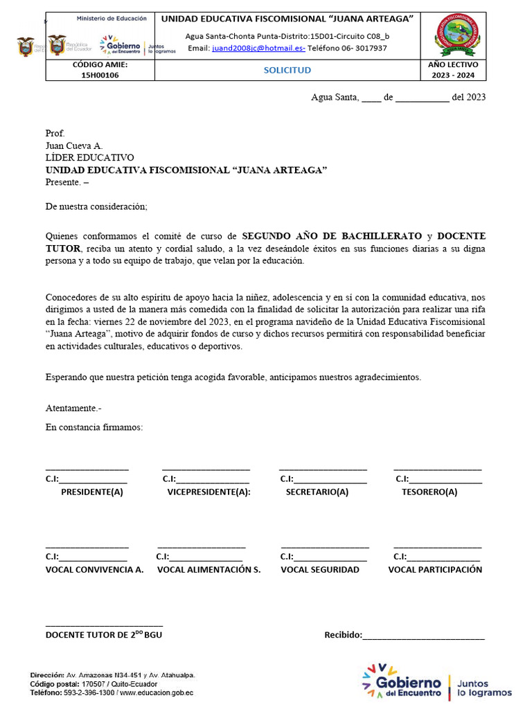 Solicitud de Autorización Rifa 2023 | PDF