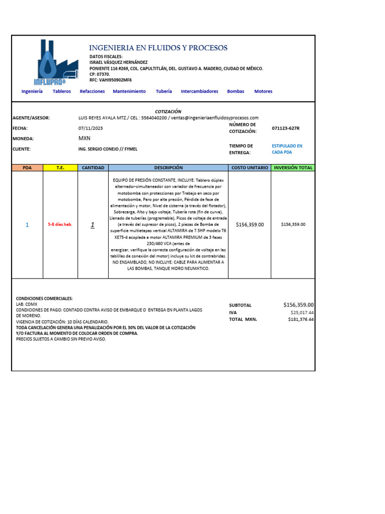 071123-627r Presión Constante Separado | PDF | Bienes manufacturados