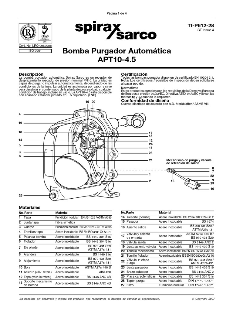 Apt10 - 45 Ti P612 28 Es | PDF | Acero | Bomba