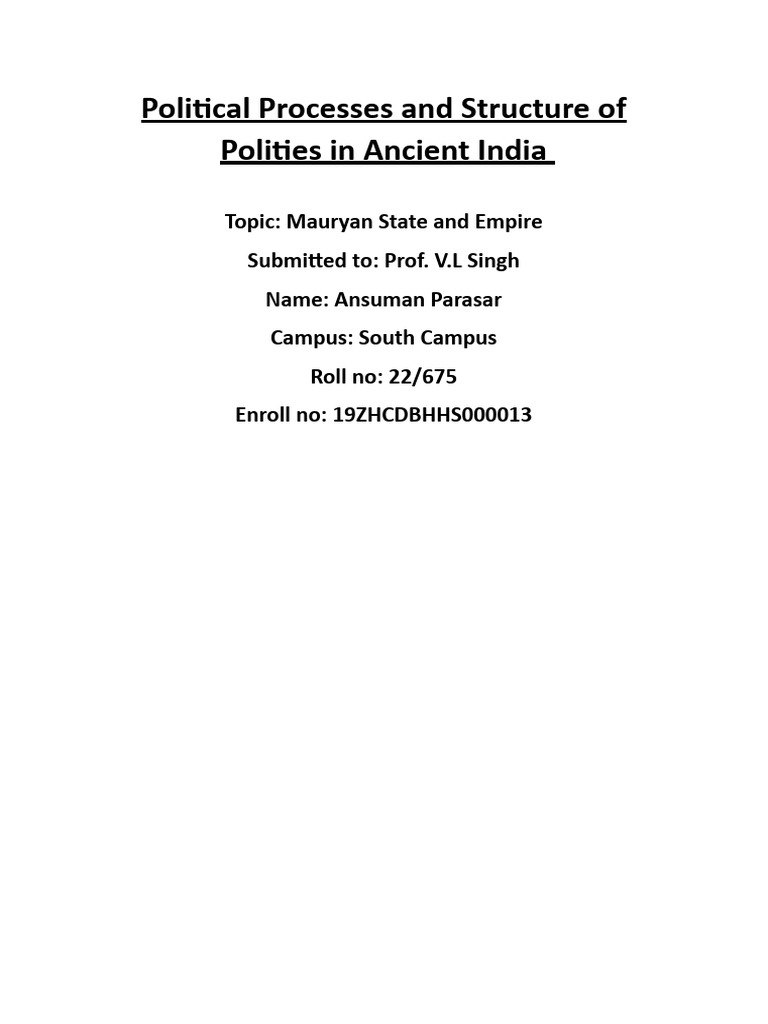 Political Processes and Structure of Polities in Ancient India ...